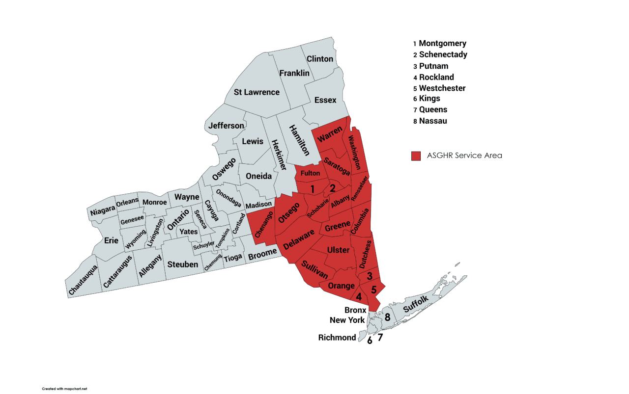 Fourteen Counties in Upstate New York are Served by ASGCR